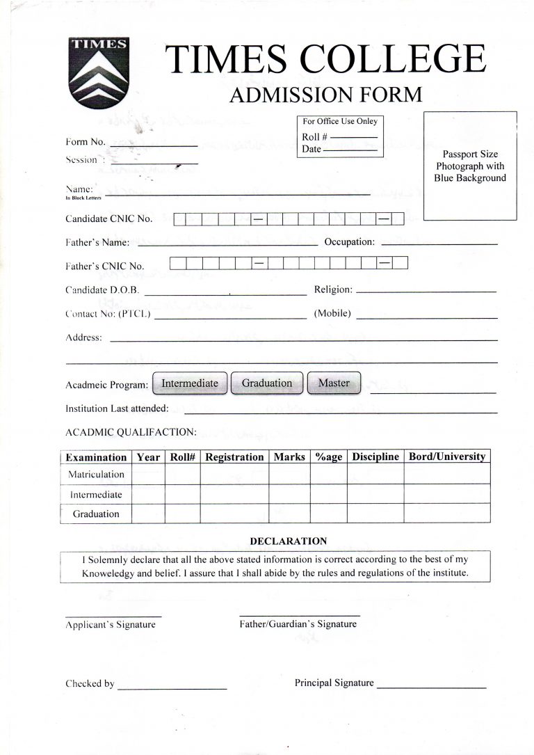Admission Forms – Times College